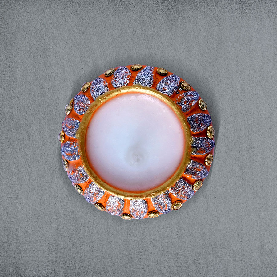 Diwakaram Glitter Matki Diyas | Set of 4 T-Light Matki Diyas with Wax ...